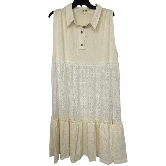 POL | Dresses | Pol Ivory White Lace Sheer Tiered Ruffle Sleeveless ...